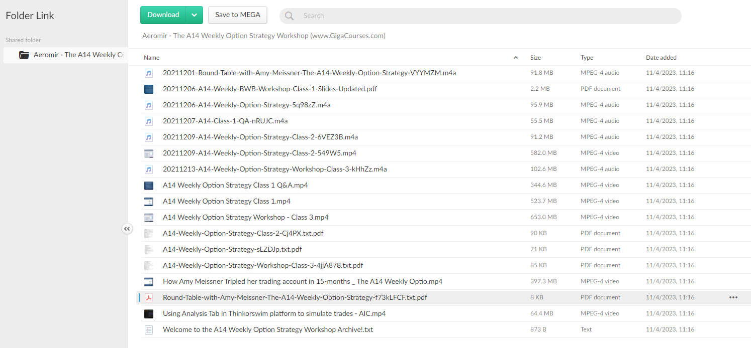 Aeromir - The A14 Weekly Option Strategy Workshop - Giga Courses
